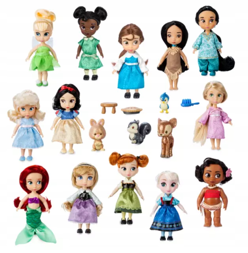 DISNEY Lalki ANIMATORS ROSZPUNKA ARIEL VAIANA AURORA ELSA MULAN TIANA ...