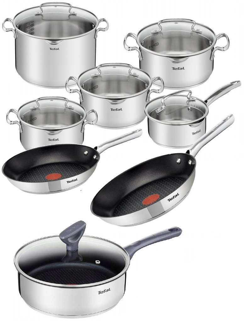 GARNKI PATELNIE ZESTAW TEFAL 14 CZĘŚCI INDUKCJA - 8697189495 - oficjalne archiwum Allegro