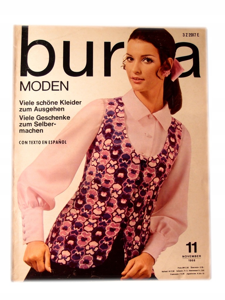 Czasopismo Burda Moden November 1968 WYKROJE MODA - 12259923734 - oficjalne archiwum Allegro