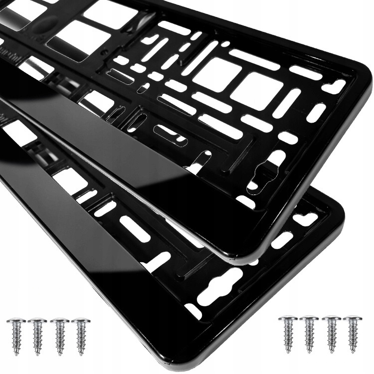 2sztuki CZARNE RAMKI DO TABLIC REJESTRACYJNYCH ZESTAW POD TABLICE ...