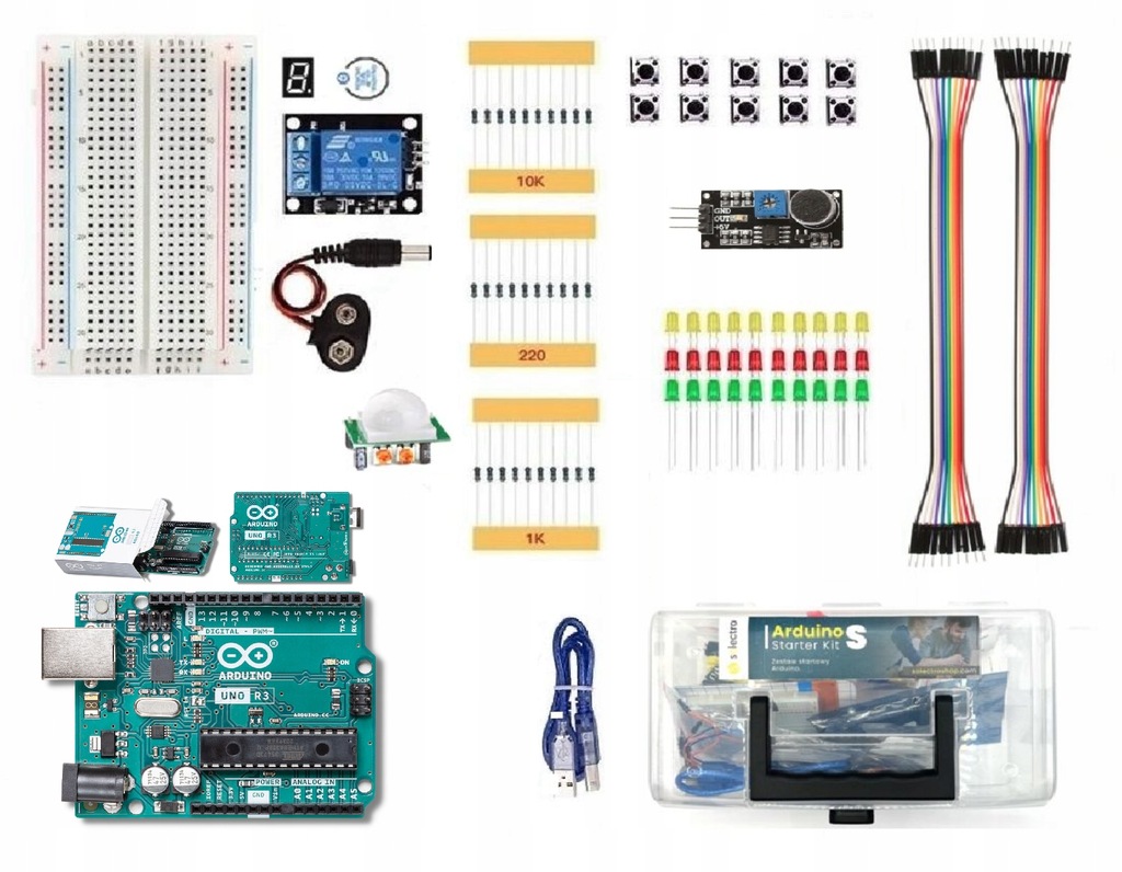 Купить Учебный комплект Arduino Uno Rev3 A000066 + датчики и модули + органайзер: отзывы, фото и ...