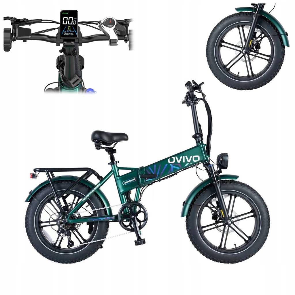 Rower elektryczny OVIVO HYPER V2 zielony 250W koło 20" - 17261992159 - oficjalne archiwum Allegro
