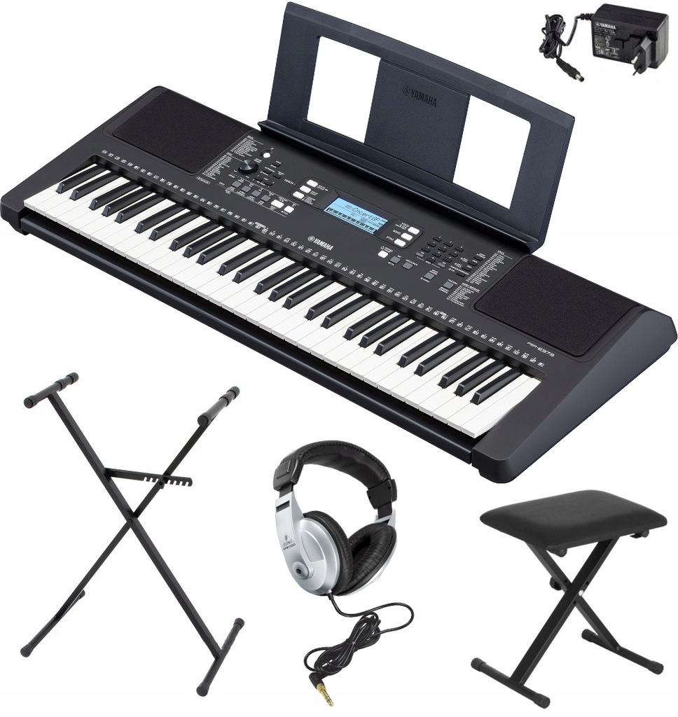 Yamaha PSR-E373 Keyboard +STATYW +SŁUCHAWKI +ŁAWA - 10089821889 - oficjalne archiwum Allegro