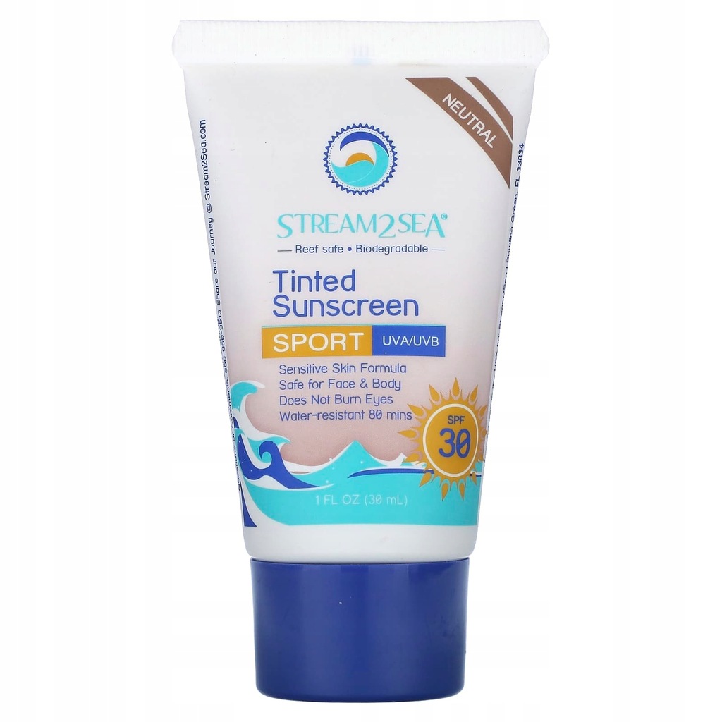 Stream2Sea, Tinted Sunscreen, Sport, SPF 30, Neutral, 1 fl oz (30 ml ...