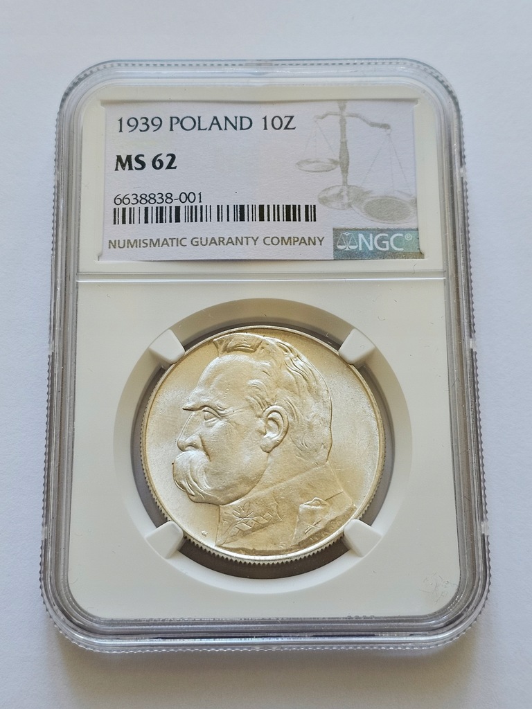 10 ZŁ 1939 PIŁSUDSKI - NGC MS 62 - 14490190898 - oficjalne archiwum Allegro