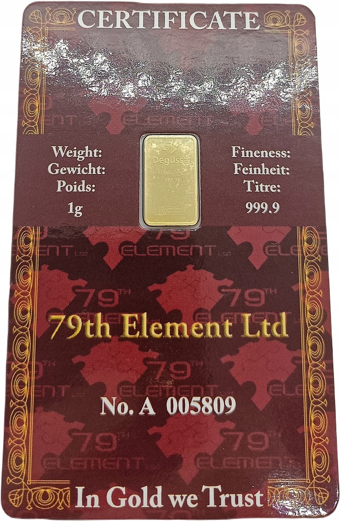 Sztabka złota lokacyjnego, 1 g, 79th Element - 12731840387 - oficjalne ...