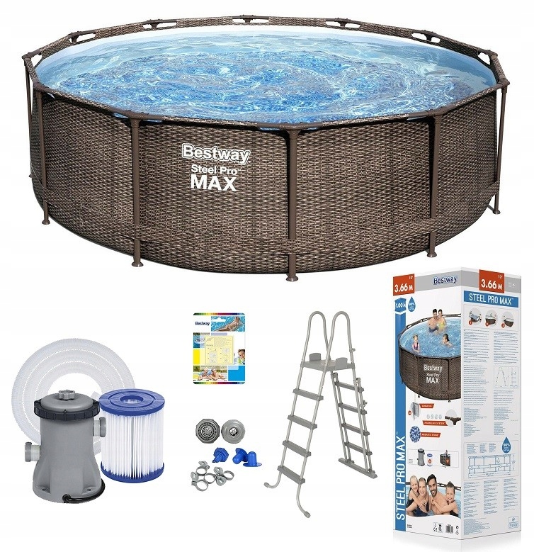 Basen OGRODOWY STELAŻOWY 366x100 cm STEEL PRO MAX - 10801056425 - oficjalne archiwum Allegro