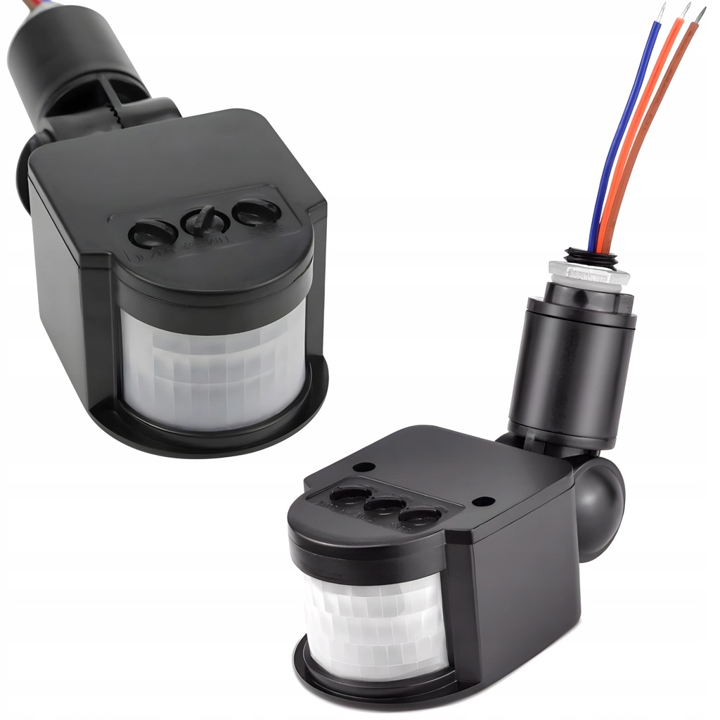 CZUJNIK RUCHU ZMIERZCHU DO LAMPY HALOGENU SENSOR ZEWNĘTRZNY CIEMNOŚCI ...