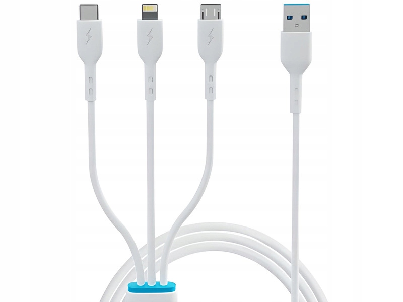Kabel 3w1 USB - Lightning + USB-C + micro BWOO 1m - 12770853745 - oficjalne archiwum Allegro