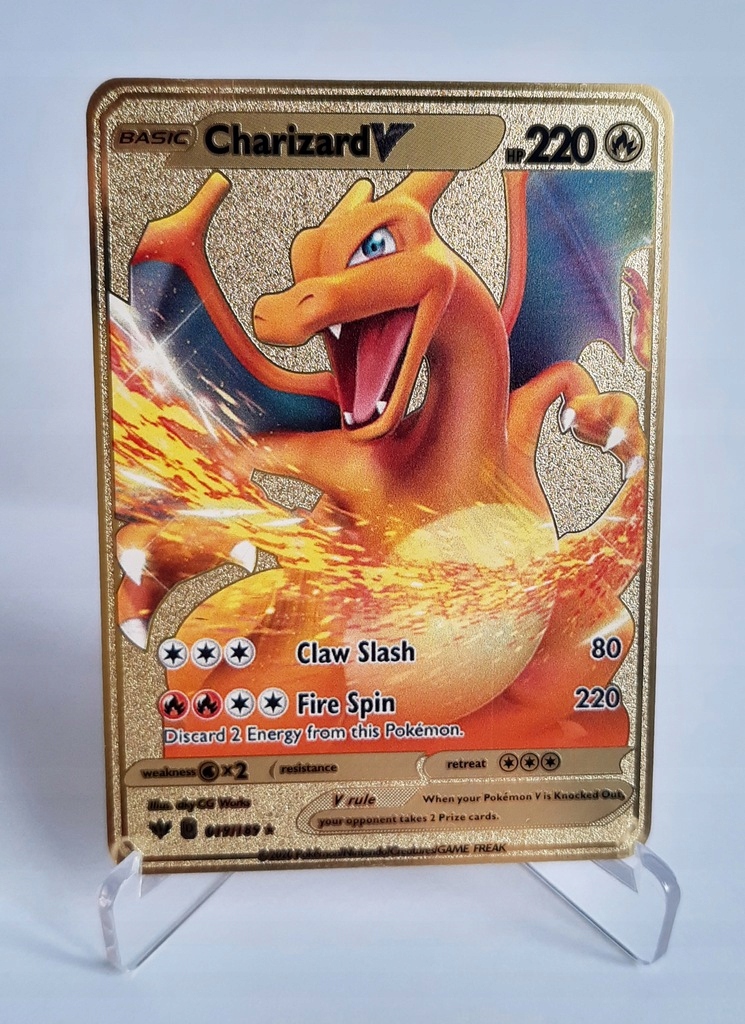Pokemon Charizard V Złota Karta Metalowa Karta - 11900107611 - oficjalne archiwum Allegro