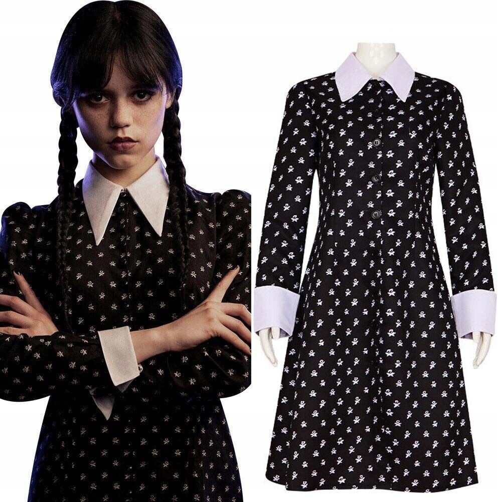 Wednesday Addams strój sukienka cosplay 140 cm - 13116704644 - oficjalne archiwum Allegro