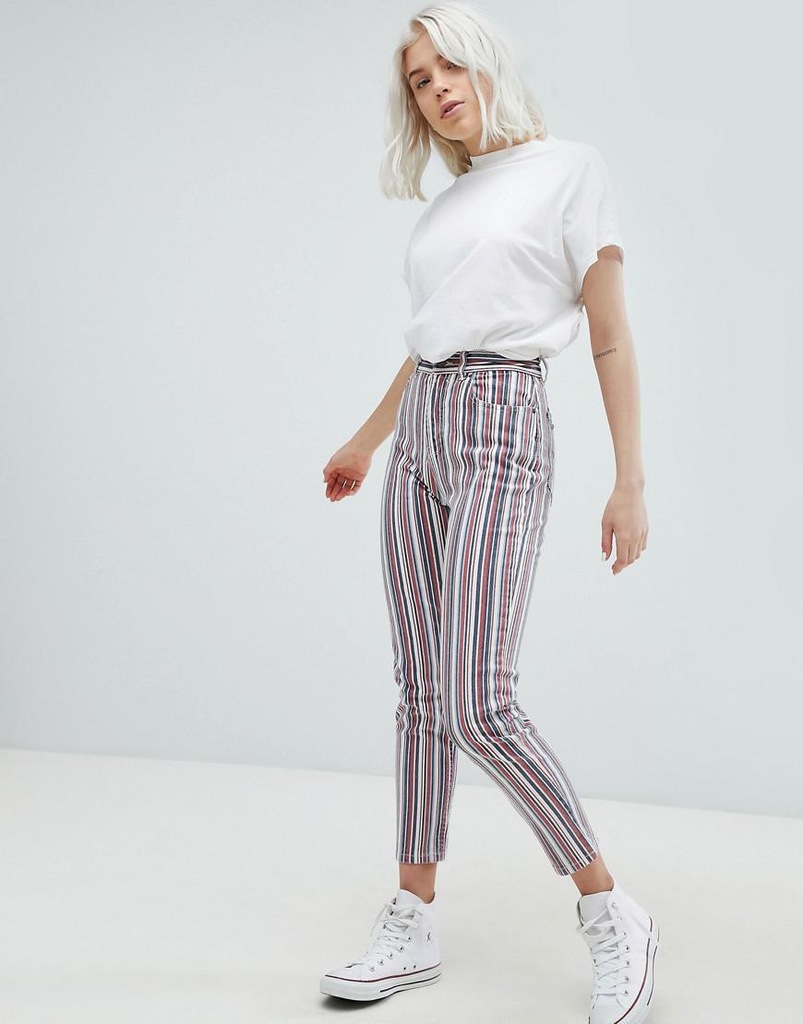 C9F402*DAMSKIE SPODNIE PROSTE W PASKI 7/8 S P00 - 9602650874 ...