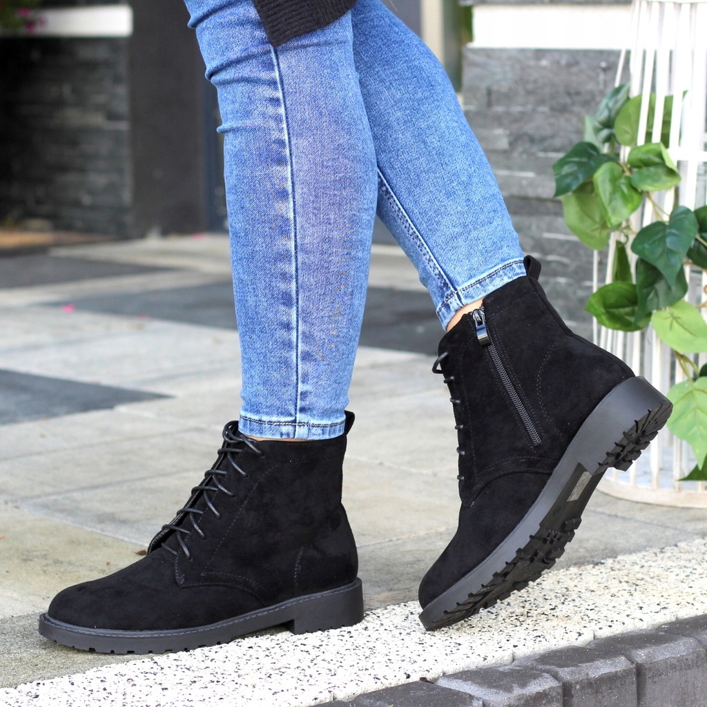 Купить ЧЕРНЫЕ ЖЕНСКИЕ БОТИНКИ НА ПЛОСКОЙ ПЛОСКОЙ ПЛОСКОСТИ, С ...