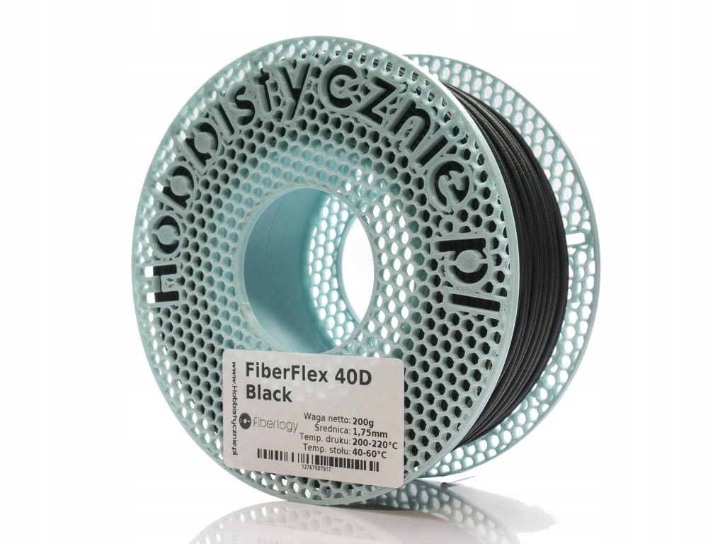 Fiberlogy FiberFlex 40D Czarny 1,75mm 200g GUMA Black Sample Próbka ...