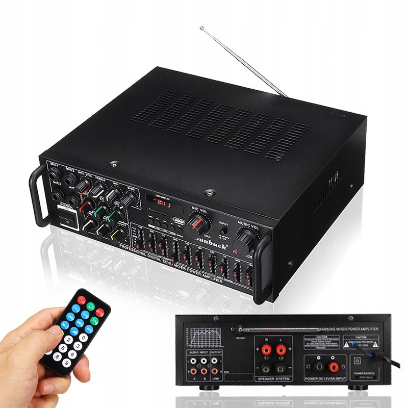 AMPLITUNER WZMACNIACZ STEREO BLUETOOTH USB - 11384826817 - oficjalne archiwum Allegro