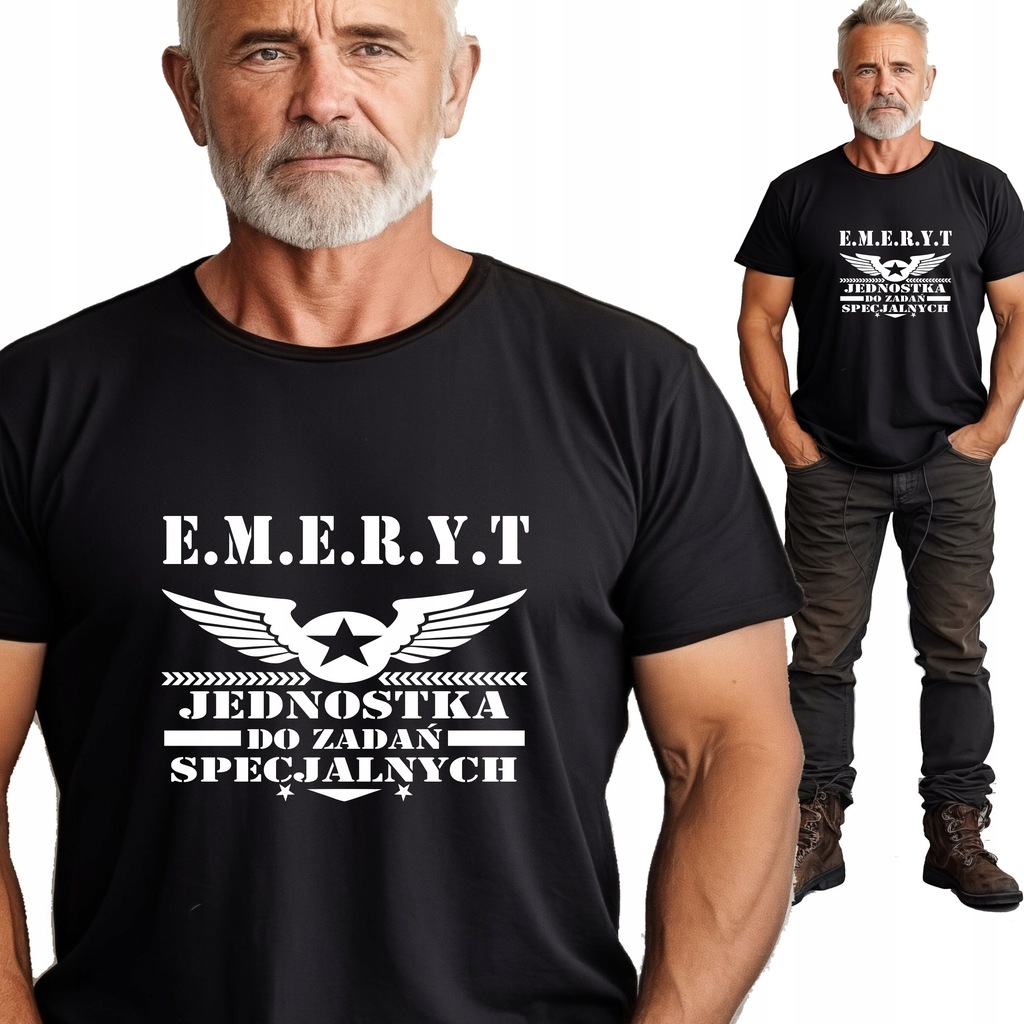 EMERYT Jednostka do Zadań Specjalnych Koszulka na Prezent Taty Dziadka S - 15204614202 ...