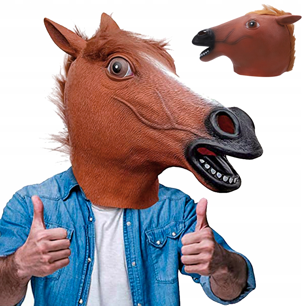 MASKA KOŃ GŁOWA KONIA HALLOWEEN BRĄZOWA NA IMPREZE - 12720272144 ...