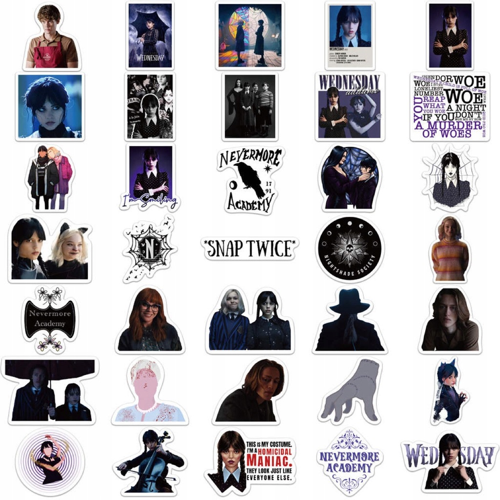 Wednesday Addams naklejki kultowy serial 15 szt - 13145440751 ...