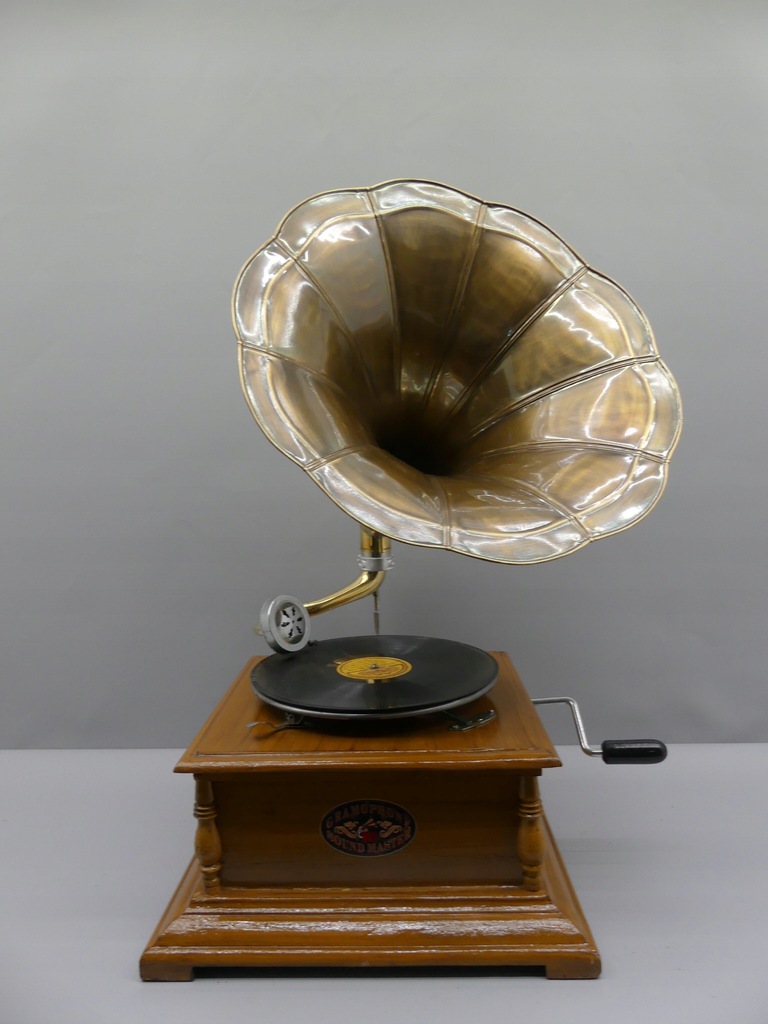 PATEFON Gramofon! Drewniany STARE ZŁOTO TUBA! - 12620766007 - oficjalne ...