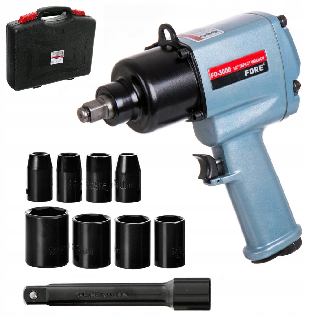 FORE Klucz Pneumatyczny Udarowy kół 1/2 + nasadki - 12843709331 - oficjalne archiwum Allegro