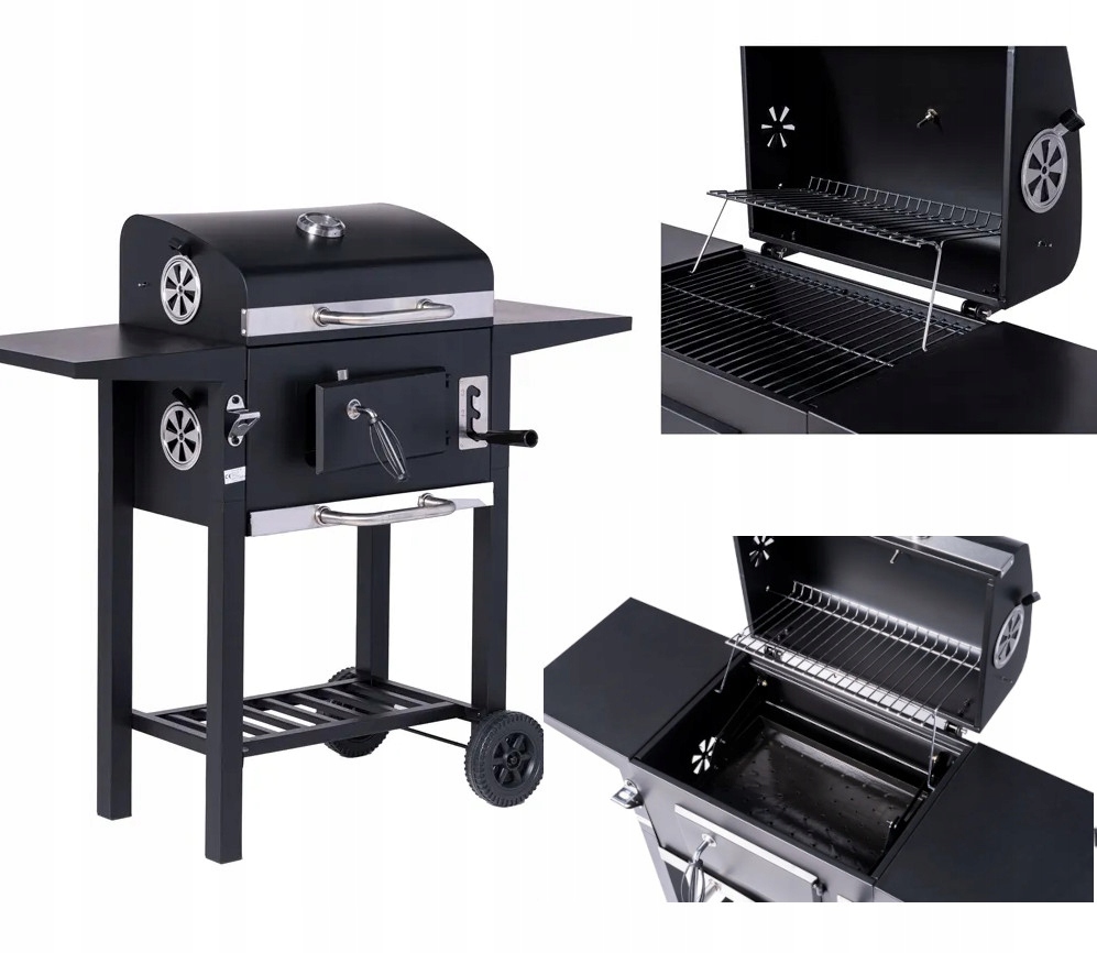 Grill Węglowy Gril Ogrodowy Prostokątny z Pokrywą - 13676534158 ...