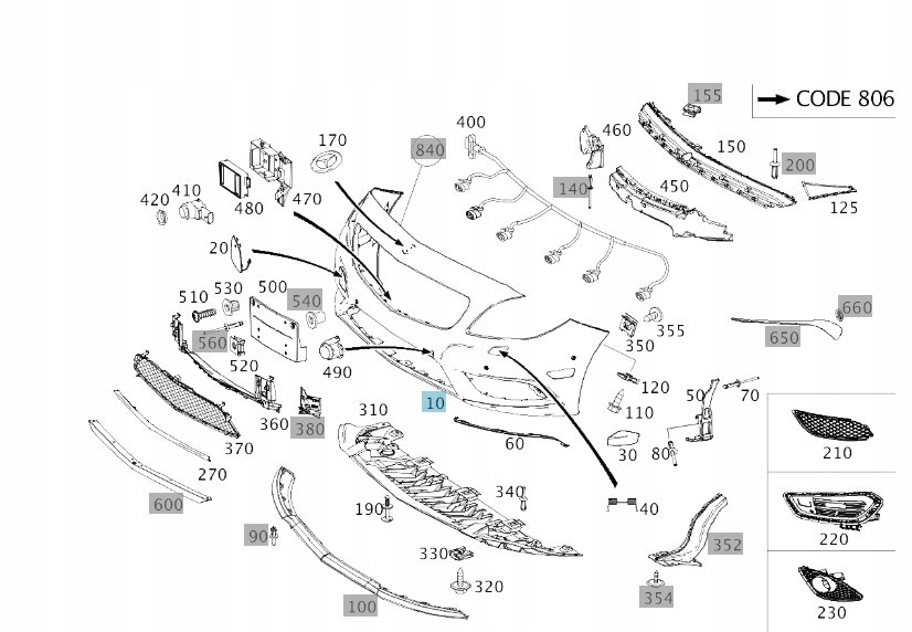 Zderzak przedni Mercedes-Benz CLA W117 - 13345276387 - oficjalne ...