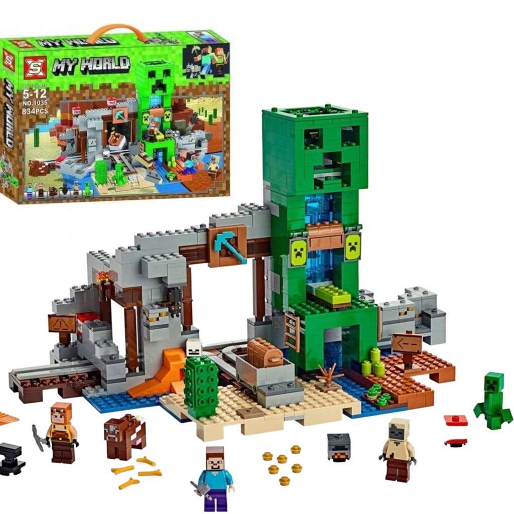 KLOCKI MY WORLD MINECRAFT KOPALNIA CREEPERÓW DUŻE ZESTAW 834 elementy ...