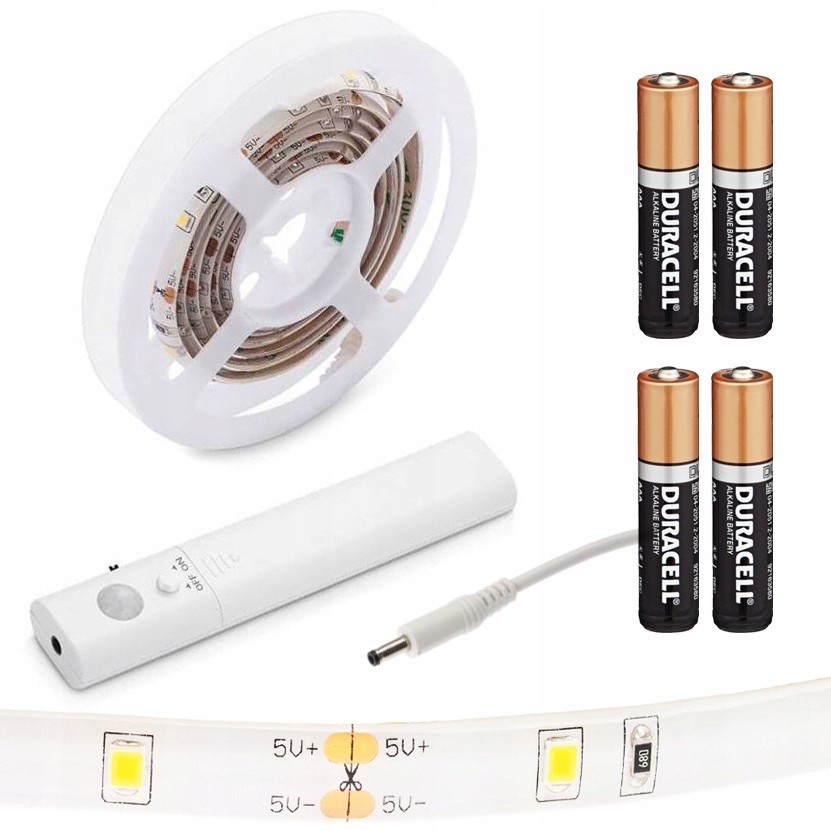 Zestaw Taśma LED 1m z Czujnikiem Ruchu + BATERIE - 10118316412 ...