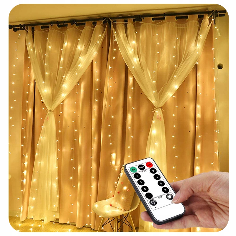 KURTYNA MIKRO LED DRUCIK 3x3m LAMPKI SOPLE PILOT - 11469244173 ...