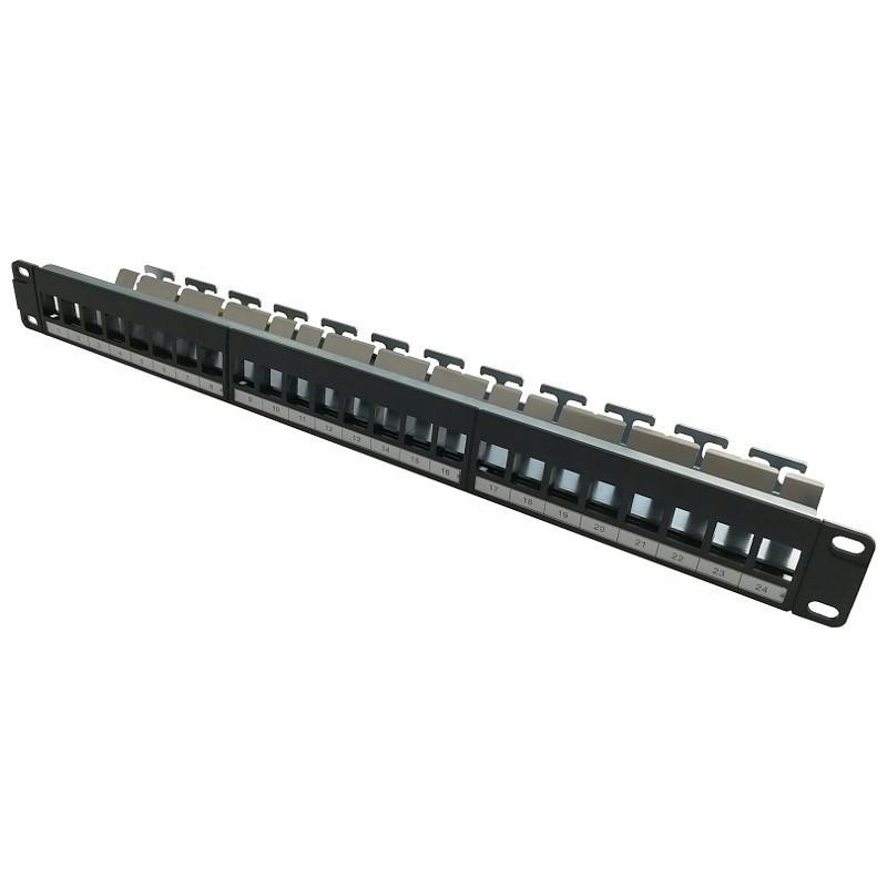 Patch panel keystone RACK 19" 1U, 24 porty, FTP, STP, Netrack, czarny ...