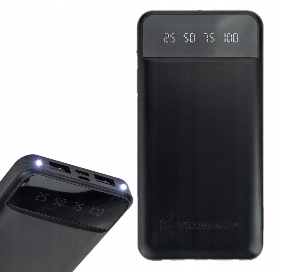 POWERBANK MAŁY LEKKI WYGODNY 10000mAh 2x USB-A 1x USB-C + micro USB LATARKA - 14644934711 ...