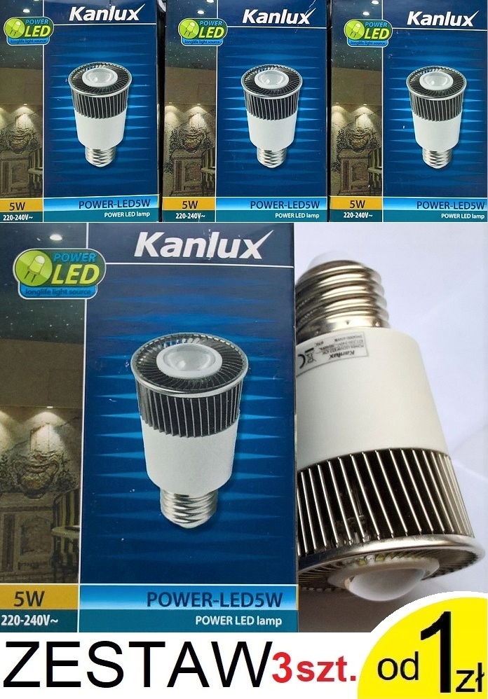 KANLUX POWER-LED E27 5W 220lm - ZESTAW 3 szt. - 12654836507 - oficjalne ...