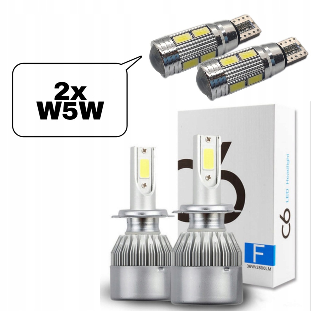 Żarówka Led H4 6000K 7600Lm 72W GRATIS 2xW5W 10smd - 12029023879 ...