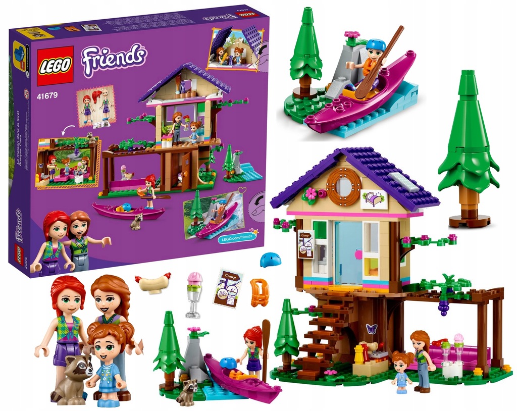 KLOCKI LEGO FRIENDS ZESTAW LEGO DOMEK W LESIE LESNY MIA Z RODZINĄ ...