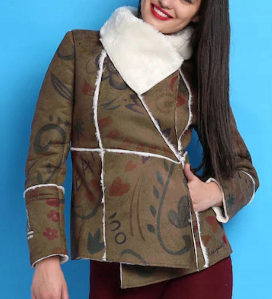 DESIGUAL kurtka ANNA kożuch NAPISY logo L jak małe M - 14913742313 ...