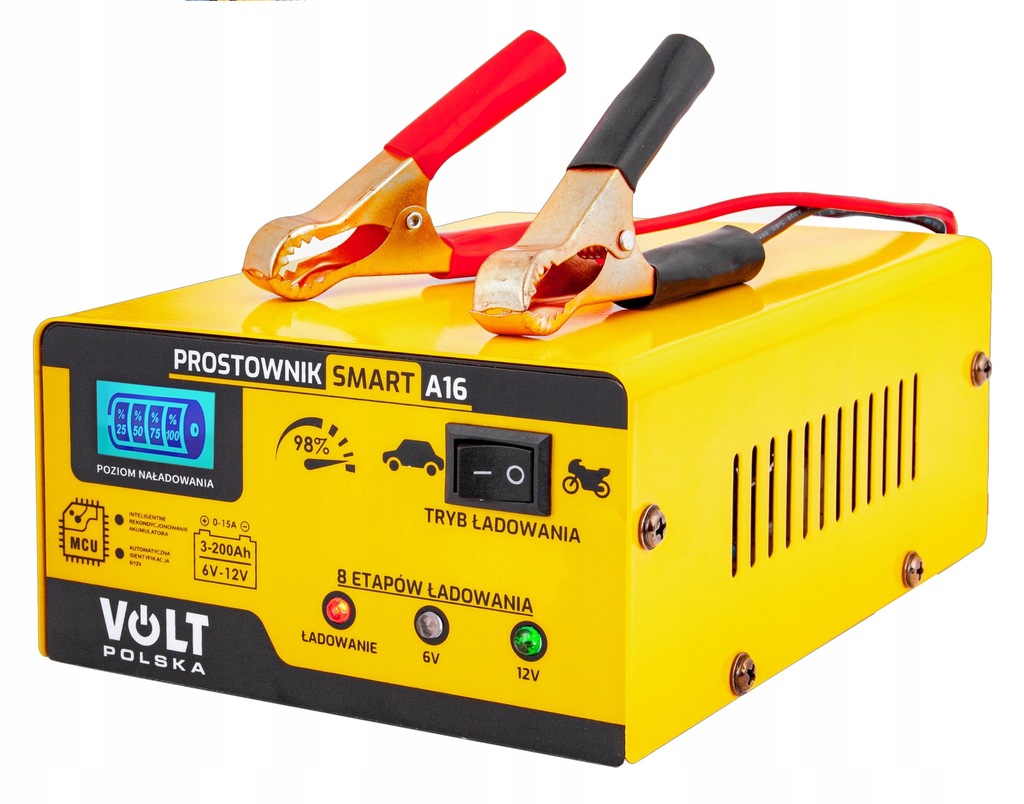 PROSTOWNIK SAMOCHODOWY AKUMULATOROWY SMART ŁADOWARKA AGM GEL 6V 12V 15A LCD - 14262224010 ...