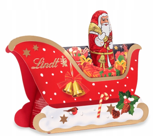 Lindt Mikołaj w Sankach Mleczna z Czekoladkami 60g z Niemiec ...