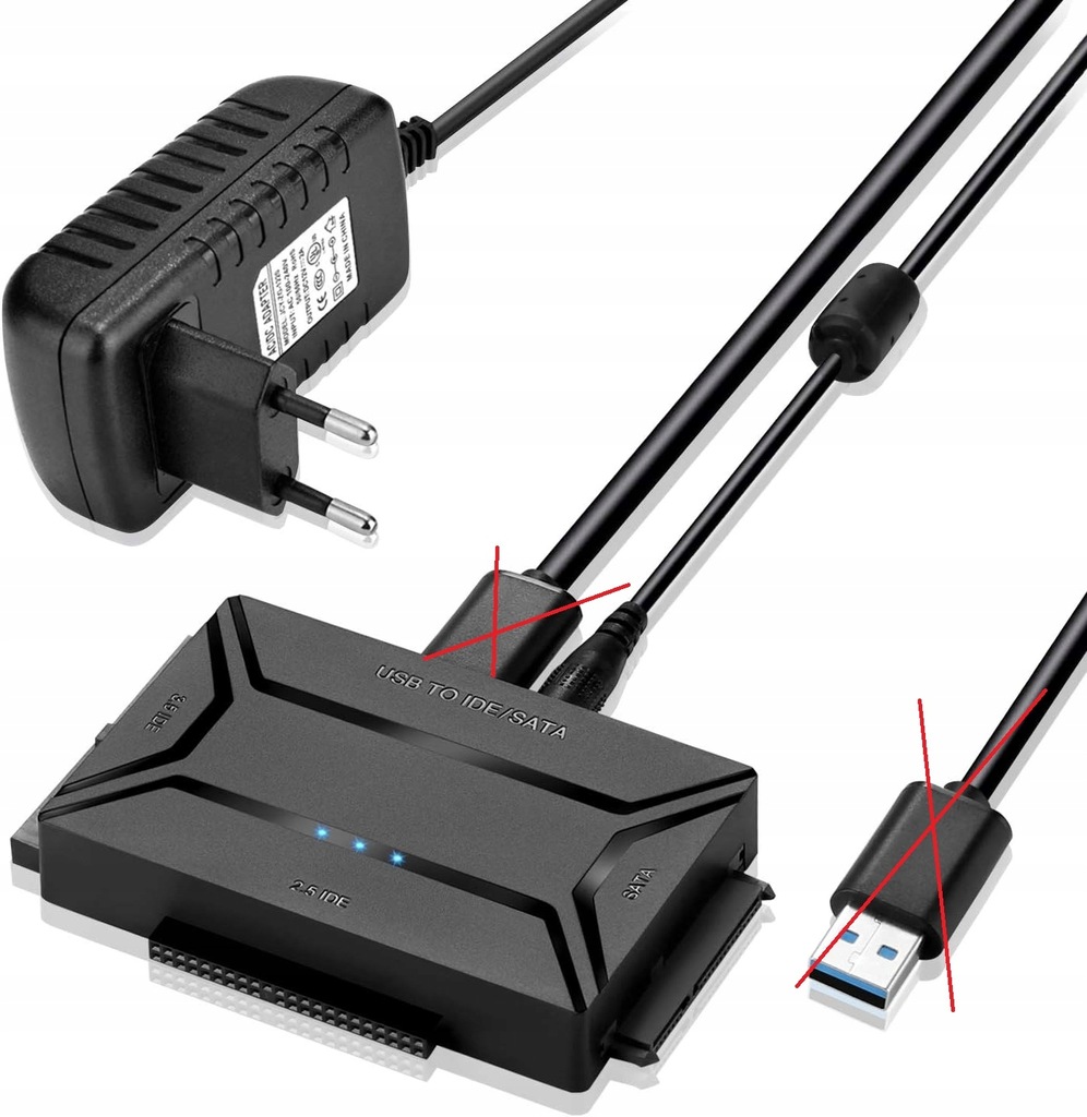 Adapter czytnik do dysków SATA/IDE 2,5/3,5 USB 3.0 - 13984280707 - oficjalne archiwum Allegro