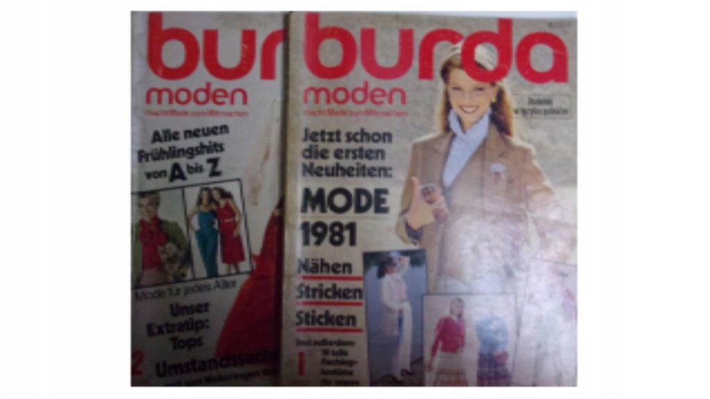 Burda Moden nr 1,2/1981 + wykroje -po niemiecku - 11869685498 - oficjalne archiwum Allegro