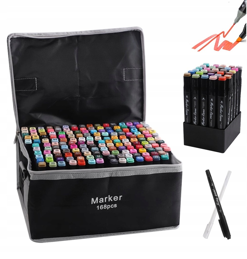 MARKERY PISAKI 168 SZT ZESTAW DWUSTRONNE MAZAKI - 13327115078 - oficjalne archiwum Allegro