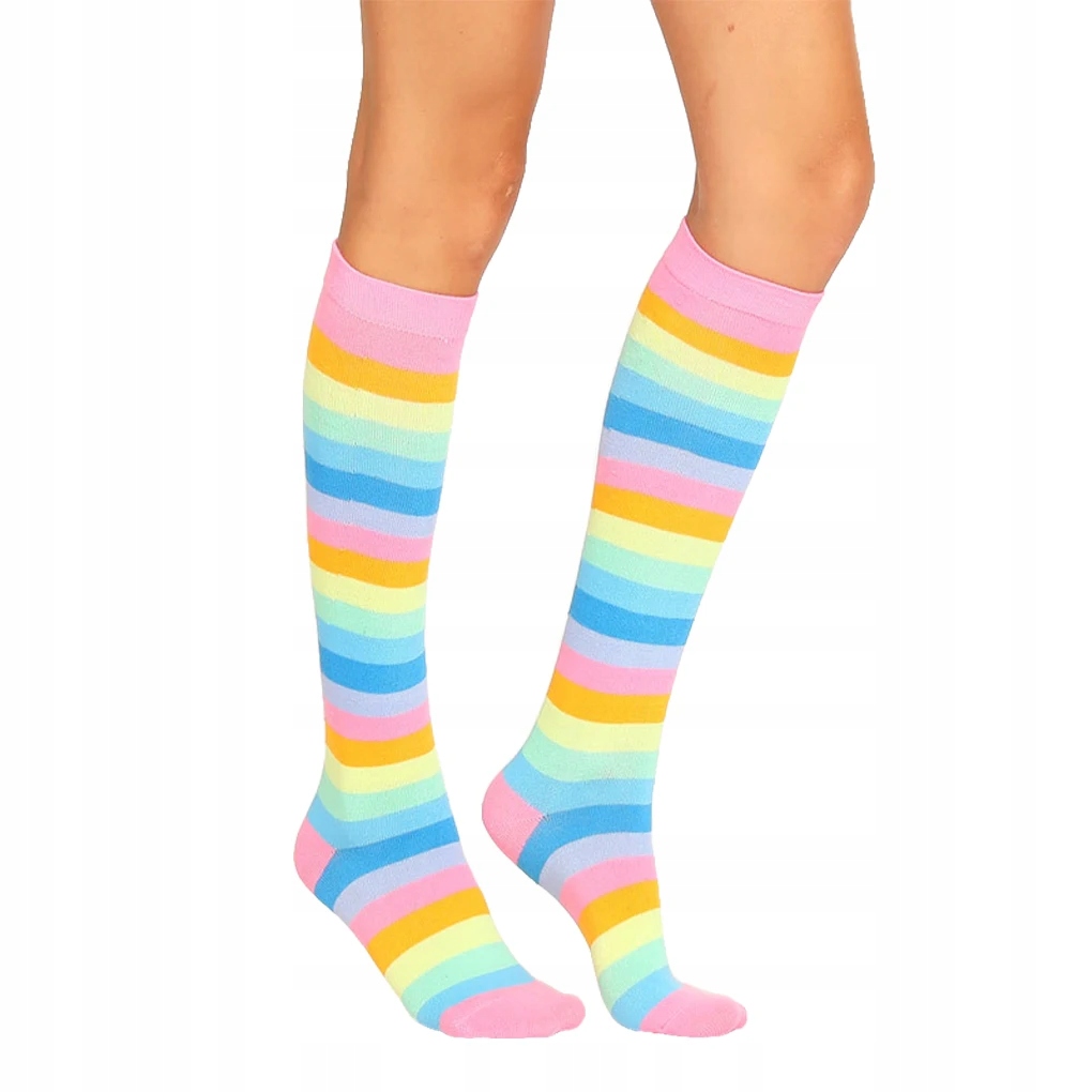 1 Pair Striped Knee-high Rainbow Socks Breathability Heart Comfortable Warm - 15271636820 ...
