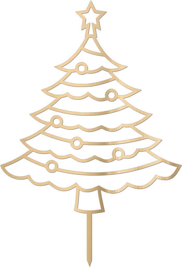 Topper graficzny na tort choinka święta złote lustro - 14710601089 ...