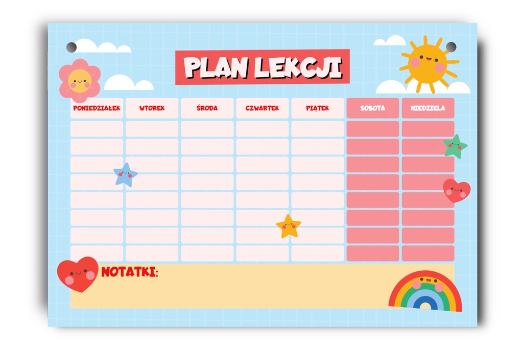Niesamowita tablica plan lekcji dla dzieci A3 - 12549132371 - oficjalne archiwum Allegro