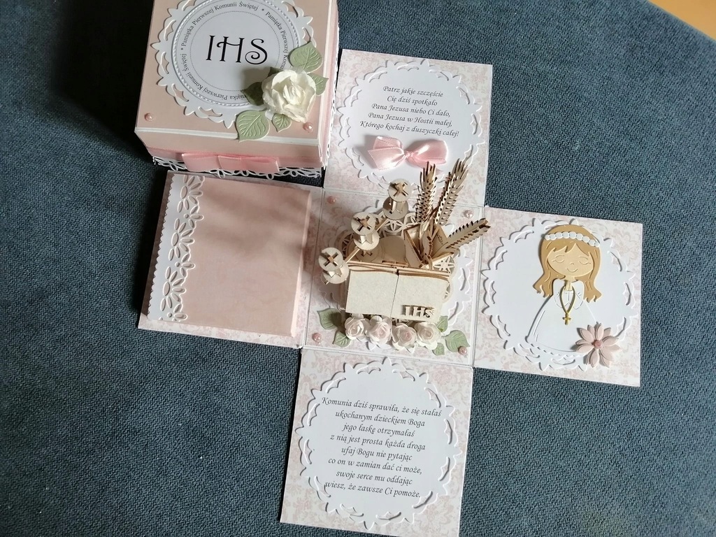 Exploding Box Komunijny Komunia gotowa kartka - 12128002342 - oficjalne archiwum Allegro