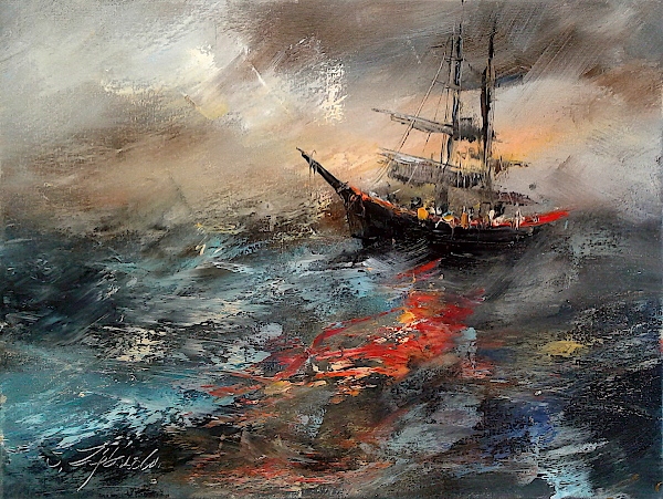 ZAJKOWSKI obrazy art deco obraz olejny REJS - 12490248405 - oficjalne ...