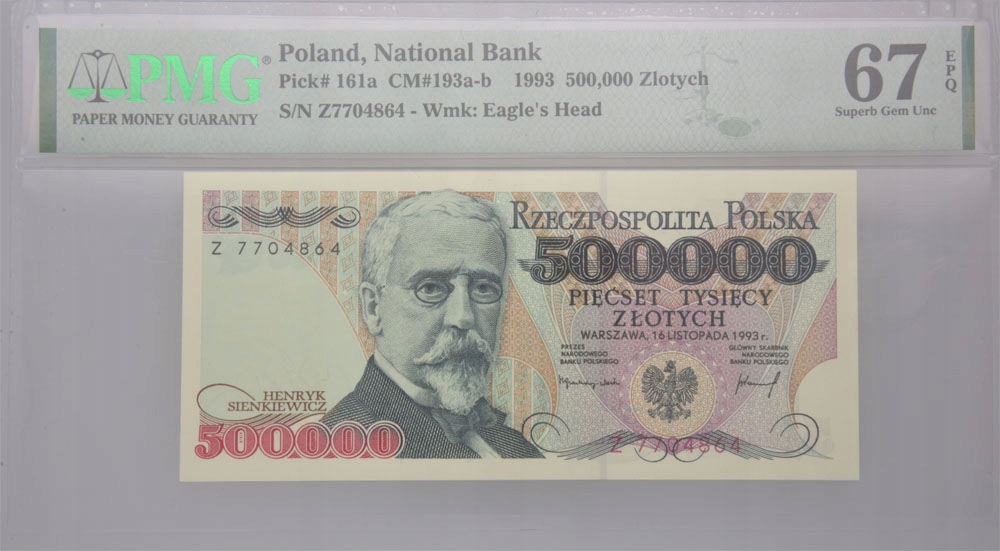 500000 Złotych 1993 - PMG 67 EPQ (47-48) - 13524778609 - oficjalne archiwum Allegro