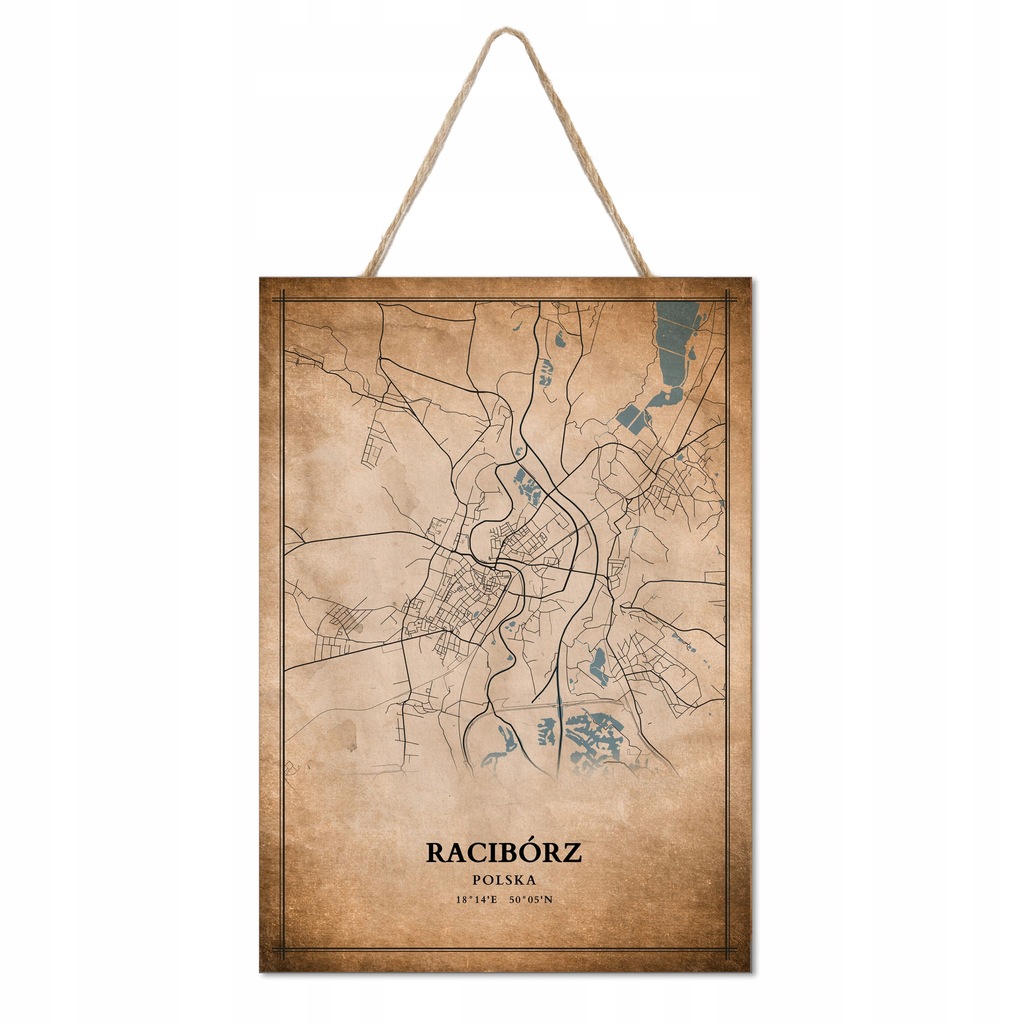 Drewniany plakat Mapa miasta Racibórz 20x30cm - 12766332502 - oficjalne ...
