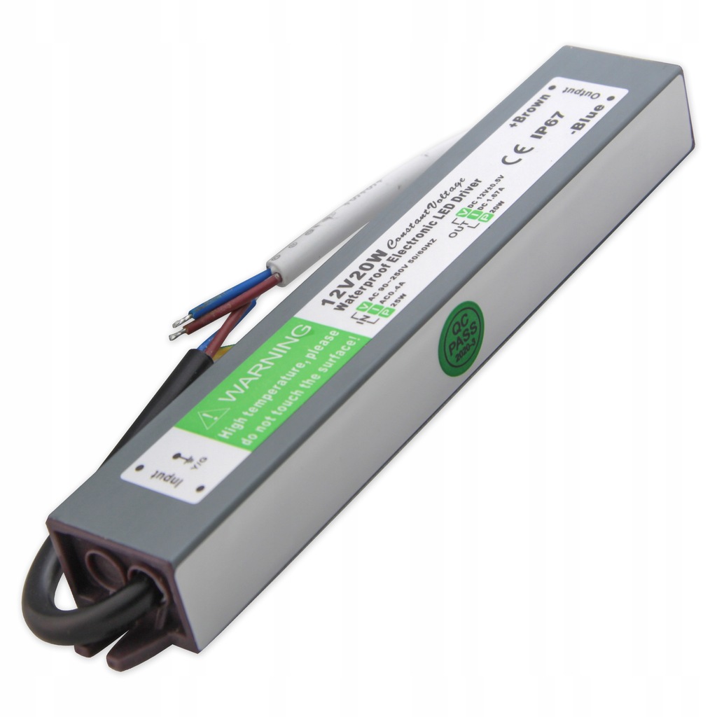 Zasilacz SLIM taśm LED 12V 20W wodoodporny IP67 - 9306688350 ...