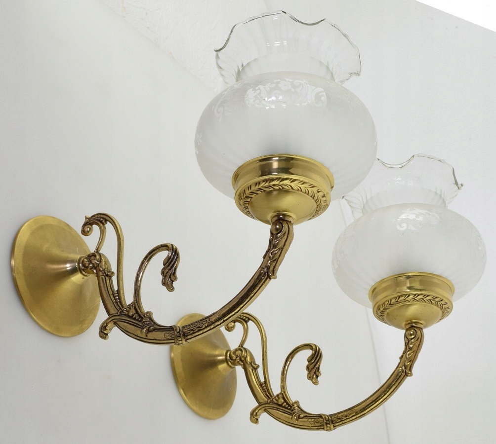 2 kinkiety złote z kloszami lampy ścienne - 9142934383 - oficjalne ...