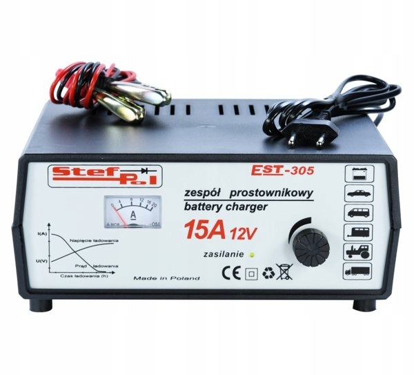 Prostownik 12V 15A do akumulatorów Stef-Pol - 12213297124 - oficjalne archiwum Allegro